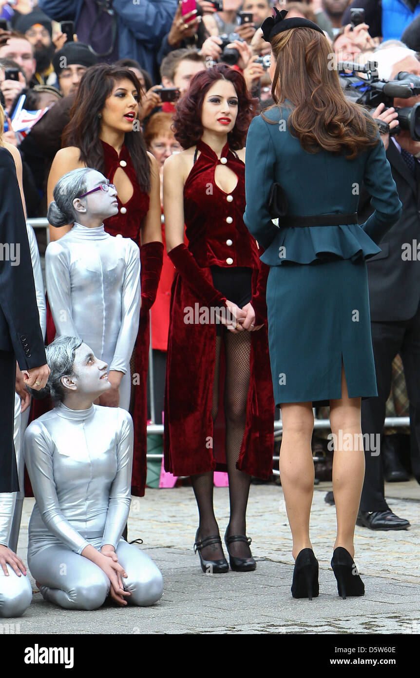 Catherine Duchess of Cambridge aka Kate Middleton greets members of the ...