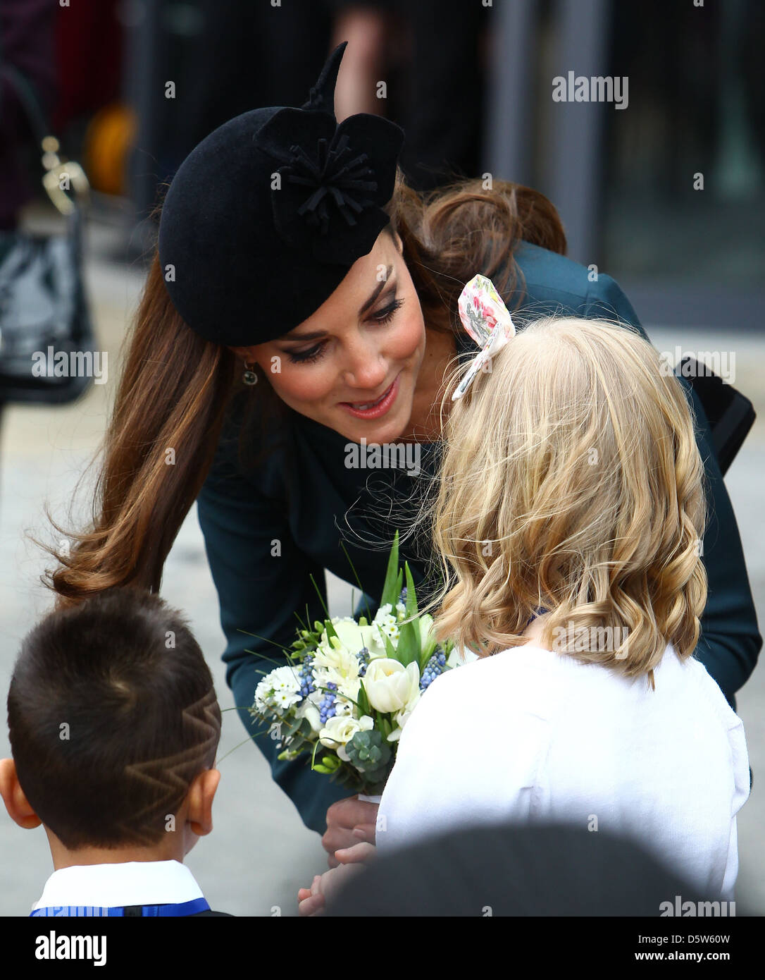 Catherine Duchess of Cambridge aka Kate Middleton greets members of the ...