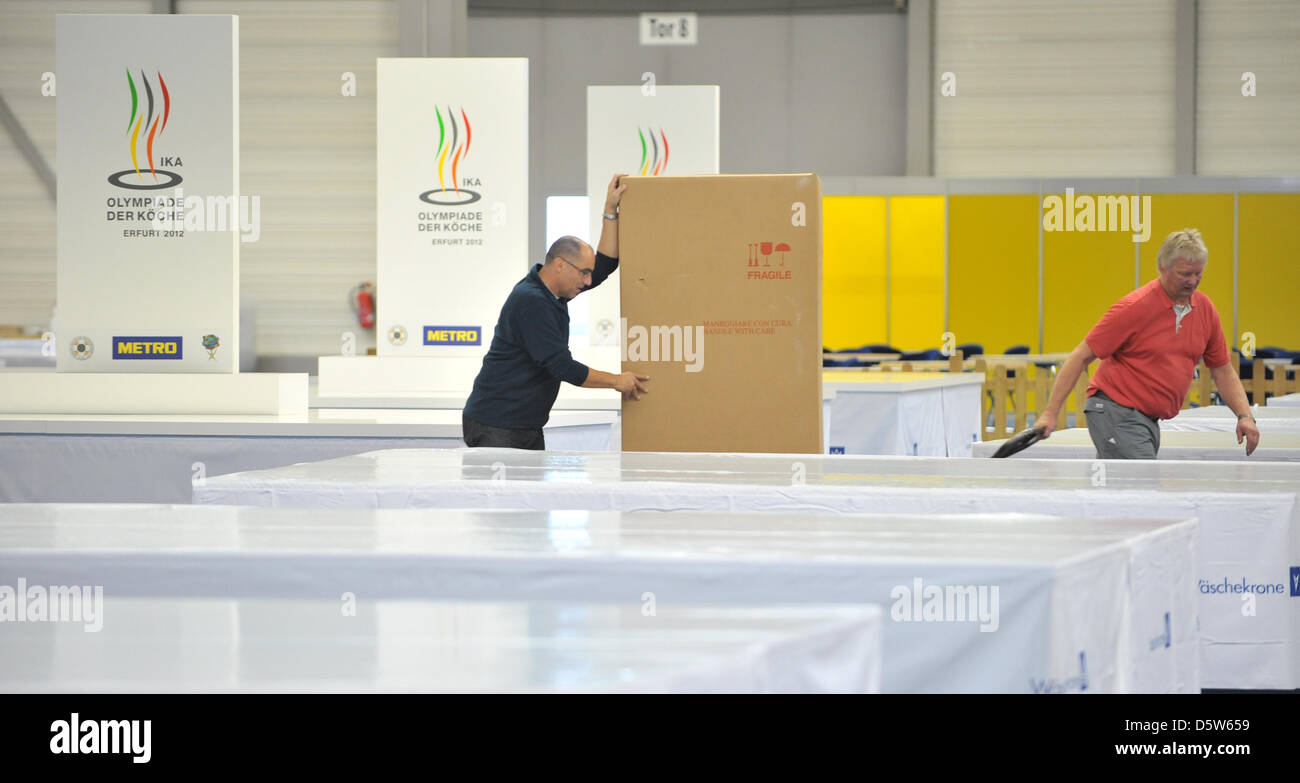 A trade fair hall is being prepared for the International Cooking ...