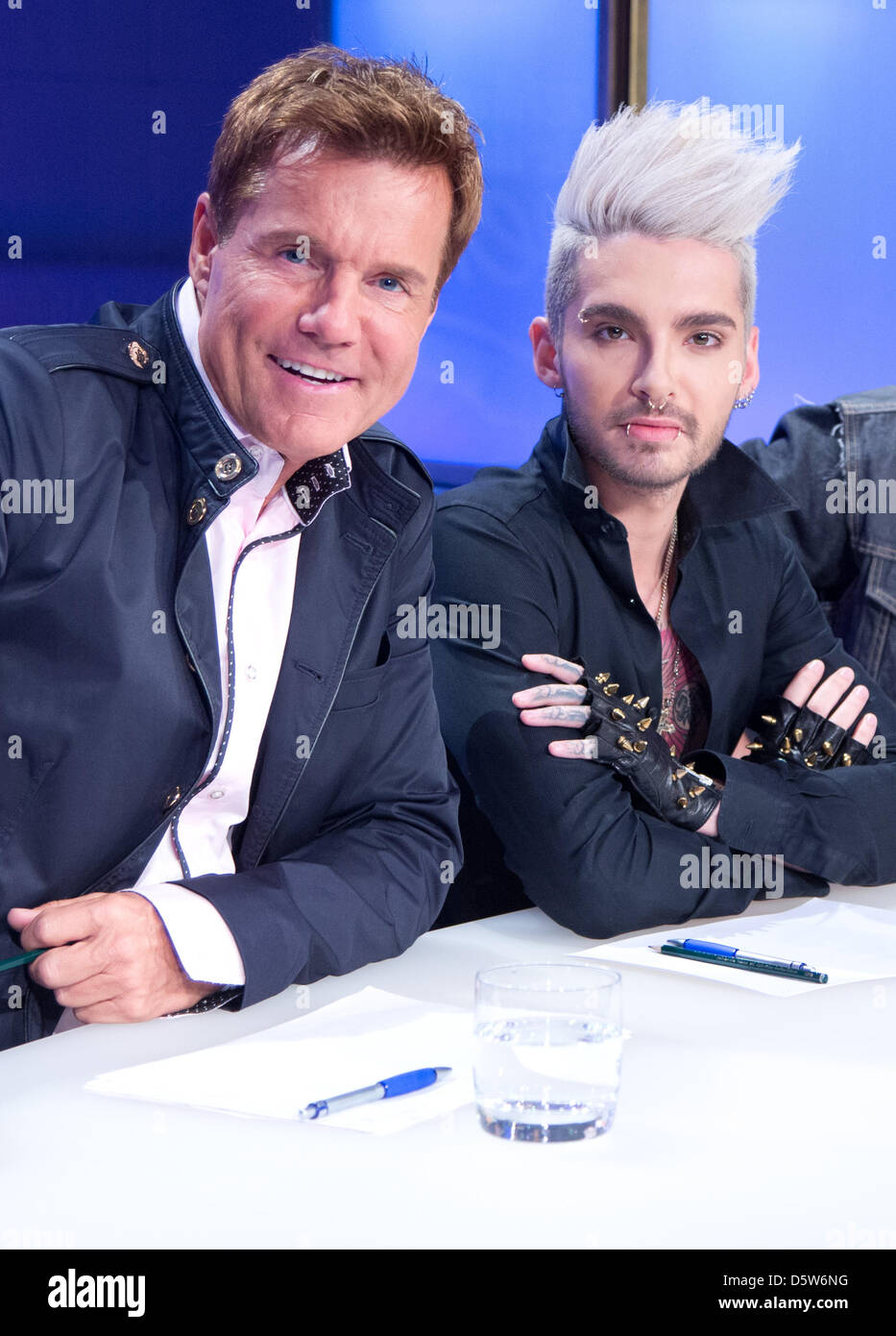 Jury members, music producer Dieter Bohlen (L) and Bill Kaulitz of the ...