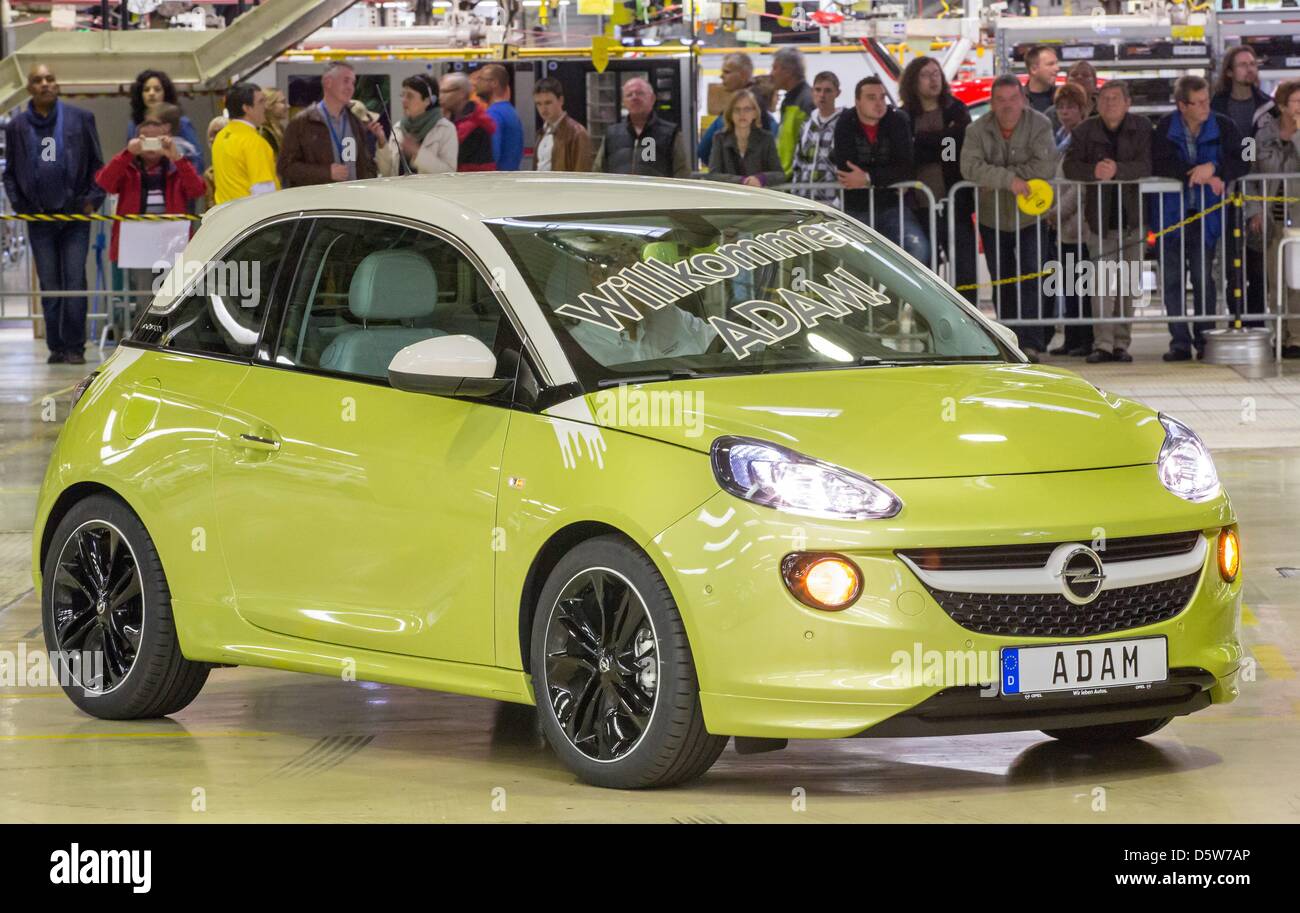 The new compact car Adam leaves the production line at the Opel factory ...