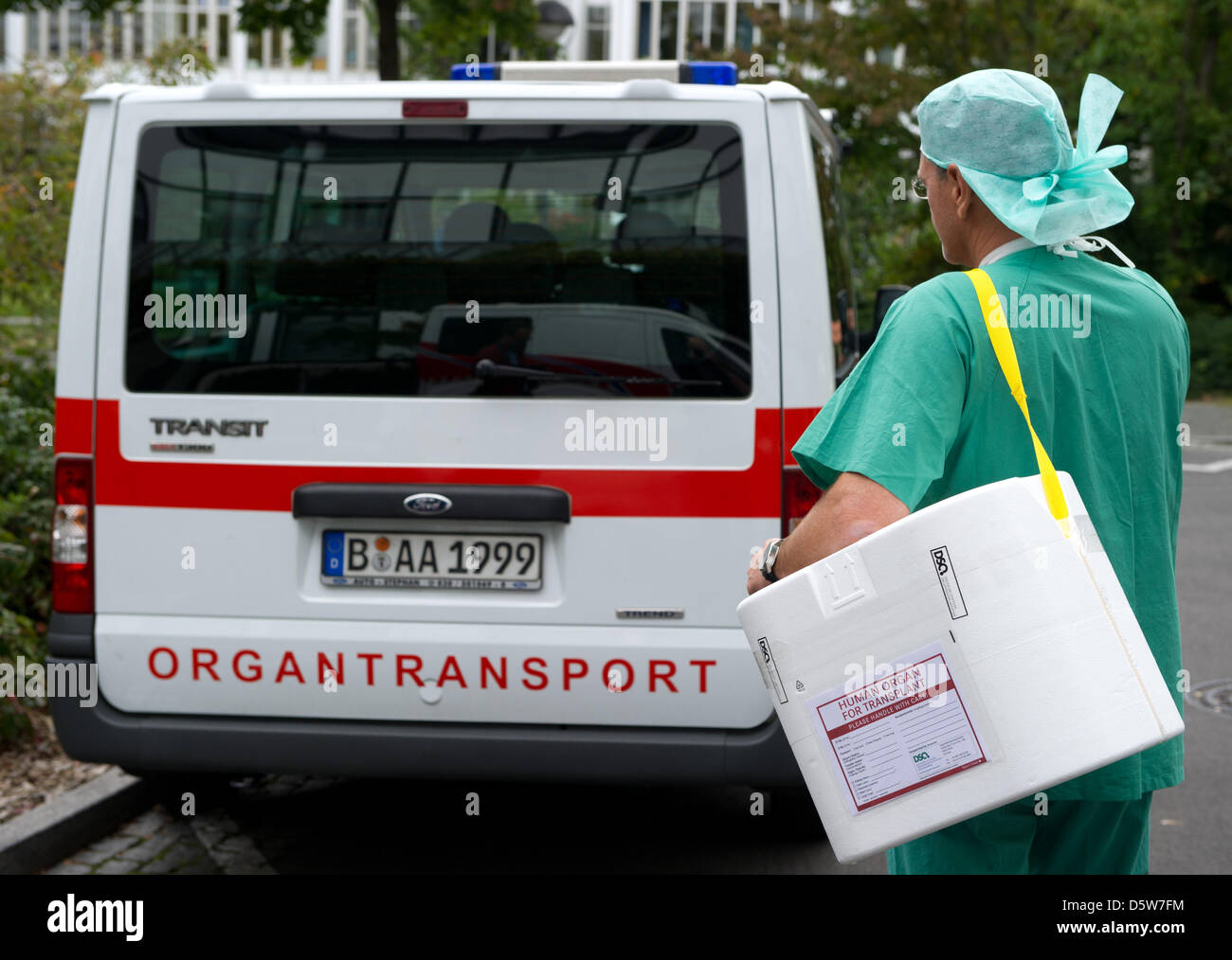 A styrofoam container for the transport of donated organs is pictured ...