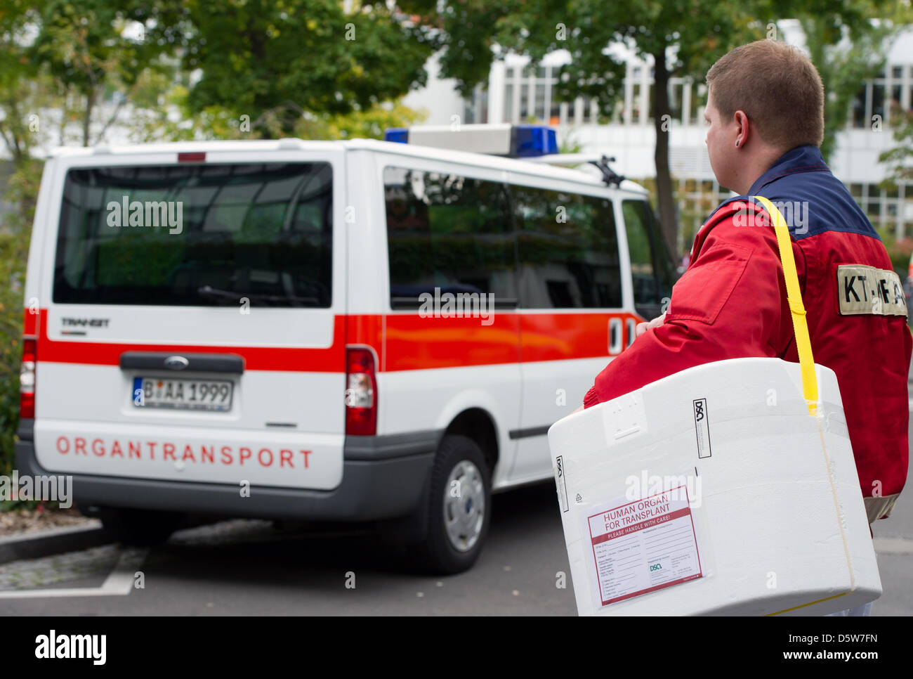 A styrofoam container for the transport of donated organs is pictured ...