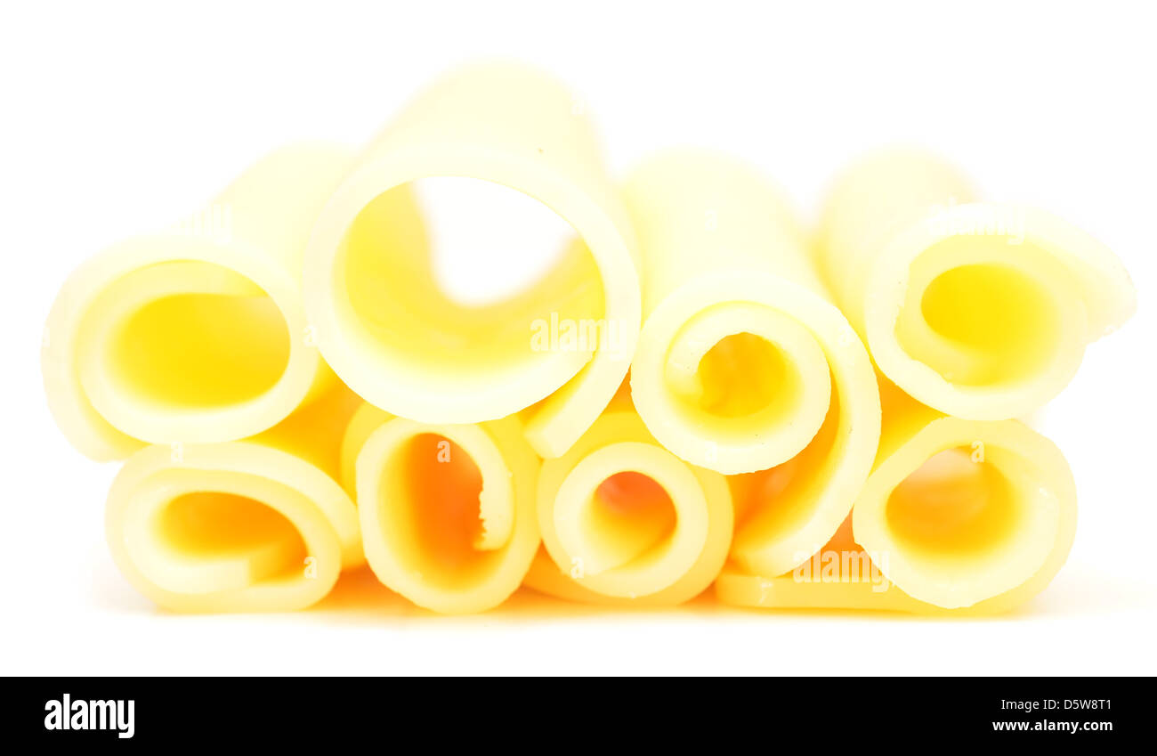 rolled cheese on white background Stock Photo - Alamy