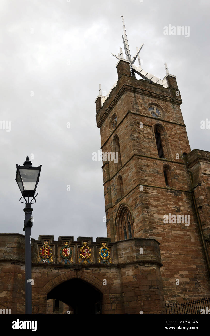 The entrance to the Palace and the tower of St Michael's Church in ...