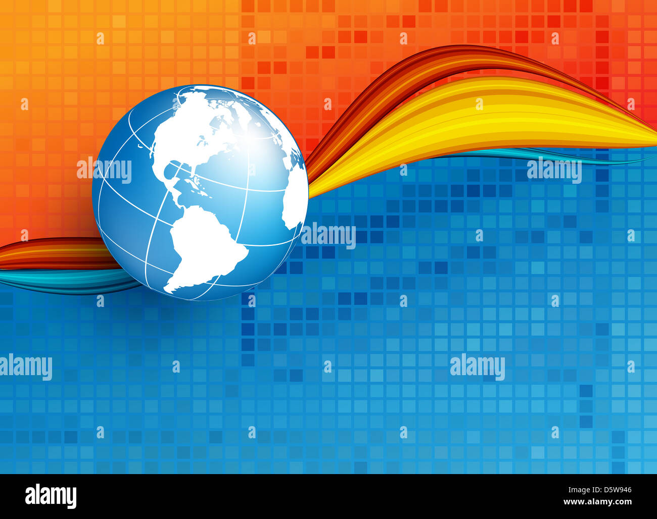 wavy background with copy space and globe Stock Photo - Alamy