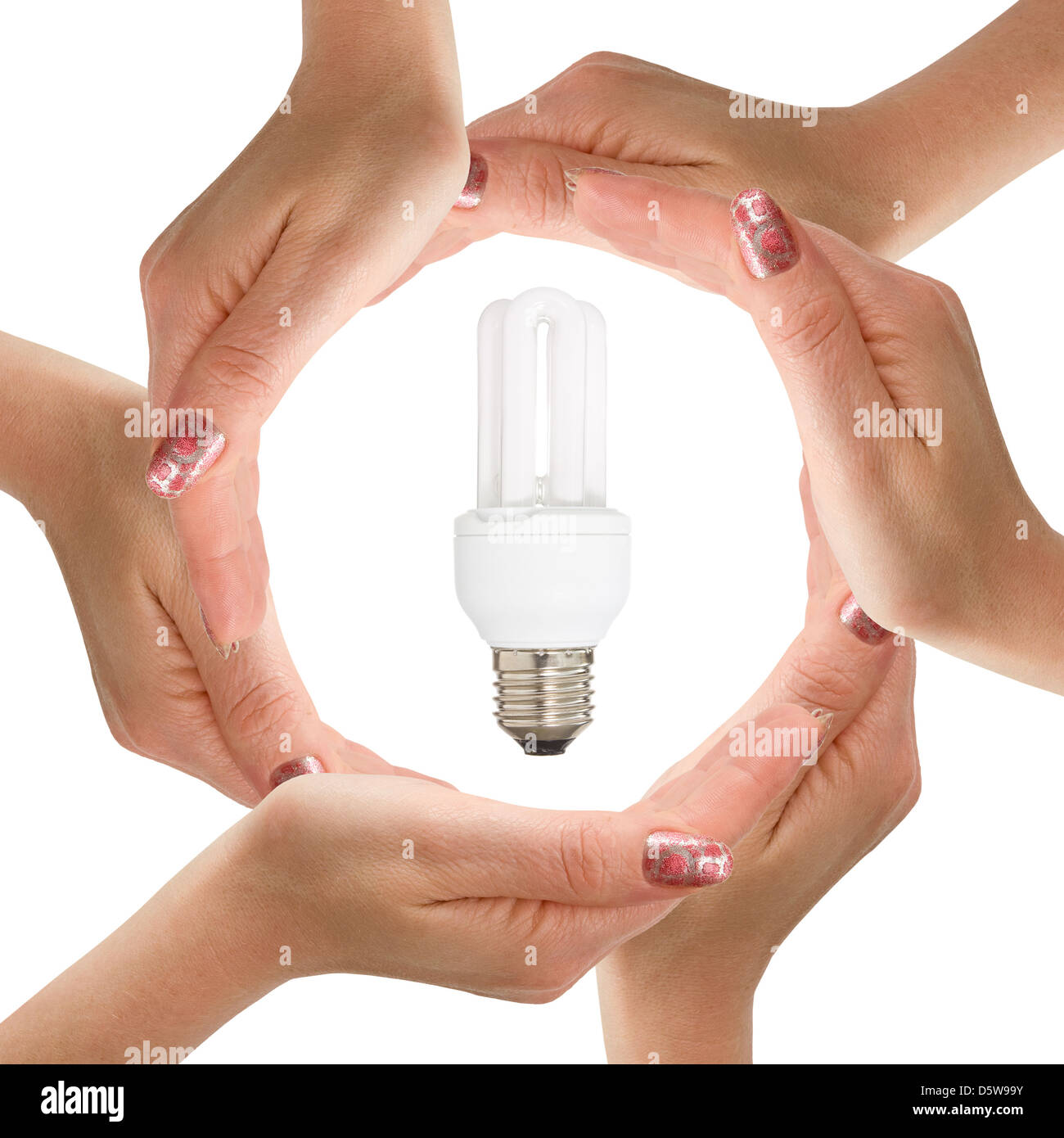 Hands with light bulb isolated on white background Stock Photo - Alamy