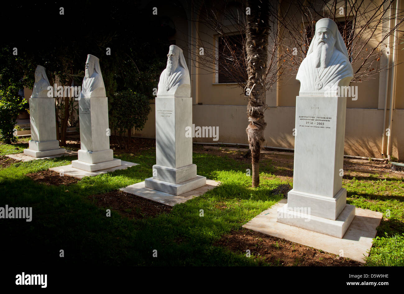 Statues of Greek priests in the city of Thessaloniki in the region of ...