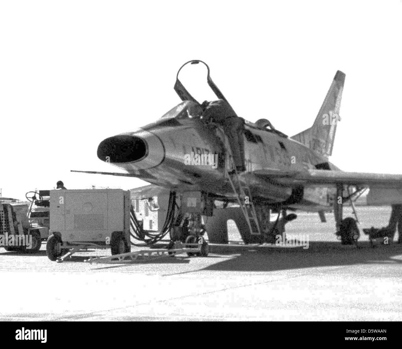 The North American F-100A Super Sabre was an early supersonic jet ...