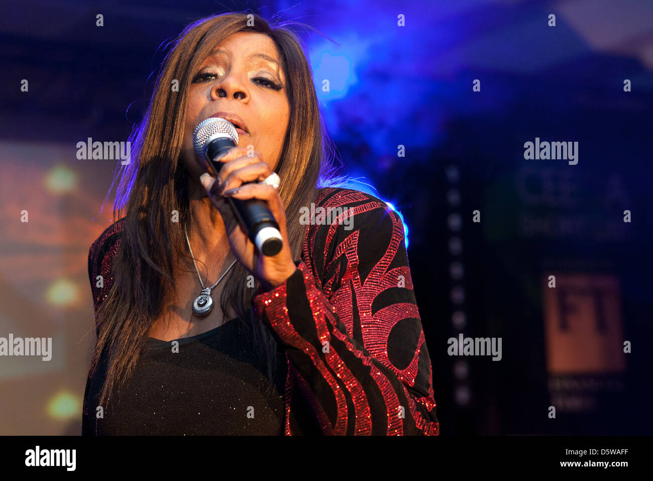 Gloria Gayr performing during CEEQA Gala at Marriott Hotel in Cannes ...