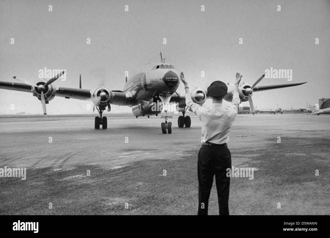 An Eastern Airlines Lockheed Constellation is equipped with a ...