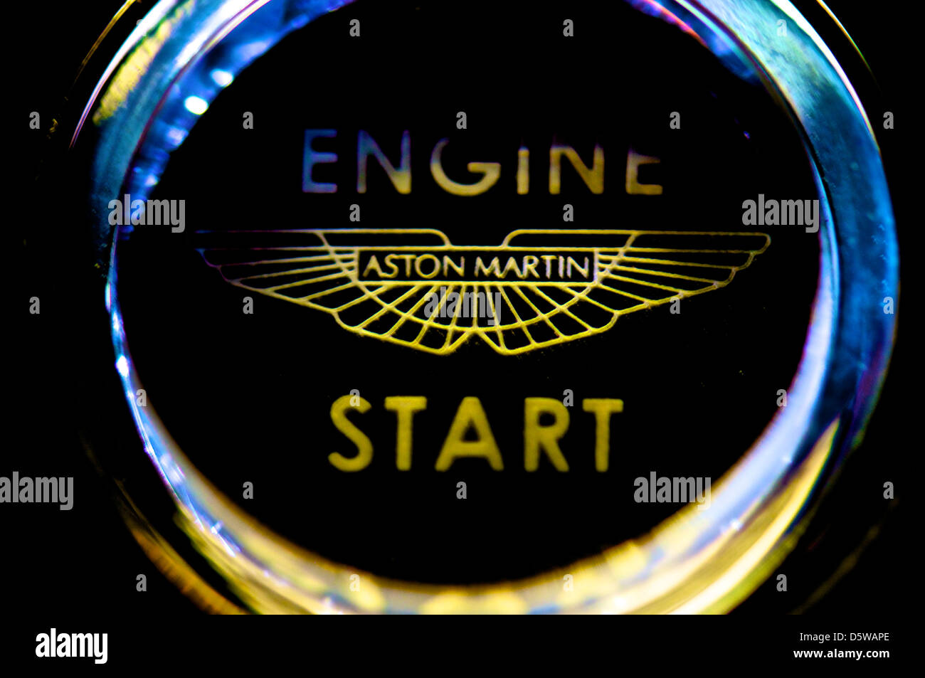Aston Martin start button in a vantage v8 Stock Photo - Alamy