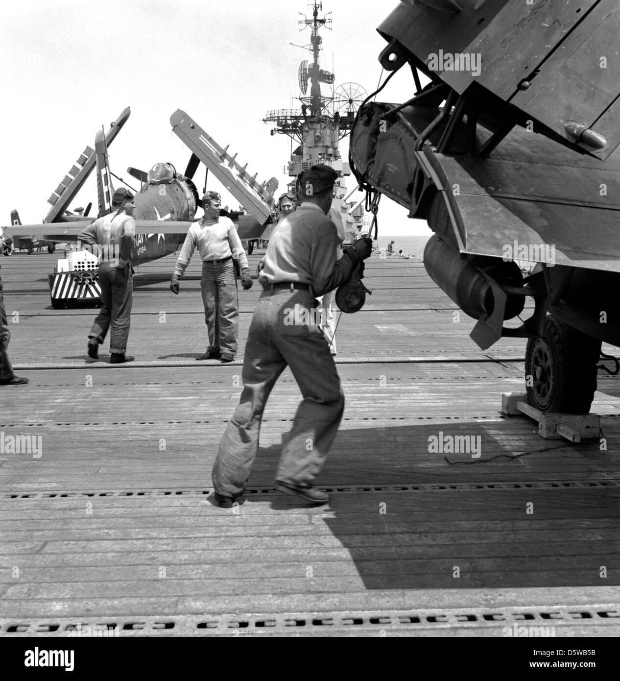 Douglas AD-4Q Skyraiders of VF-194, part of the U.S. Navy, are seen ...