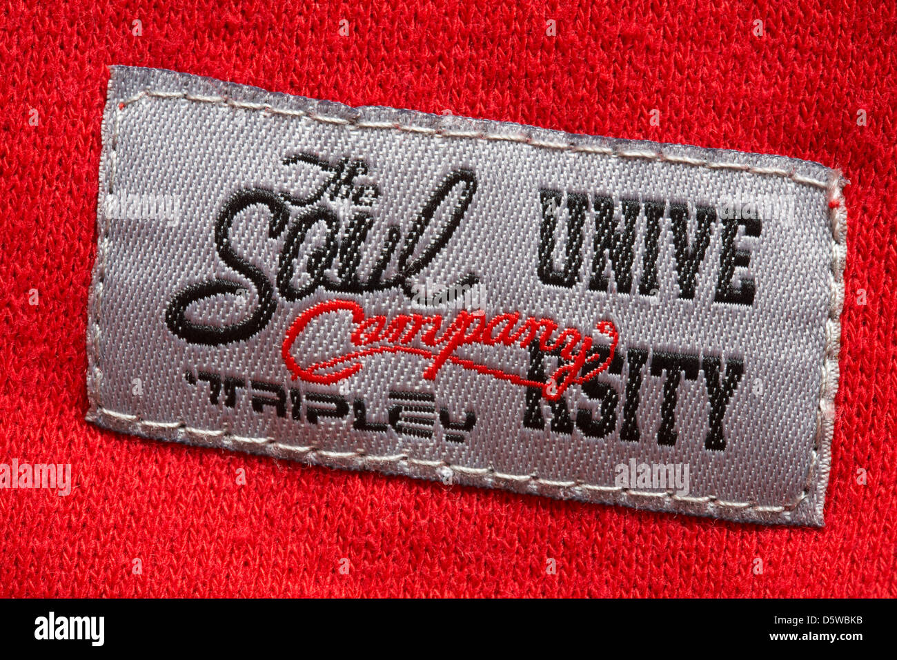 The Soul University Company Tripley label in garment Stock Photo - Alamy