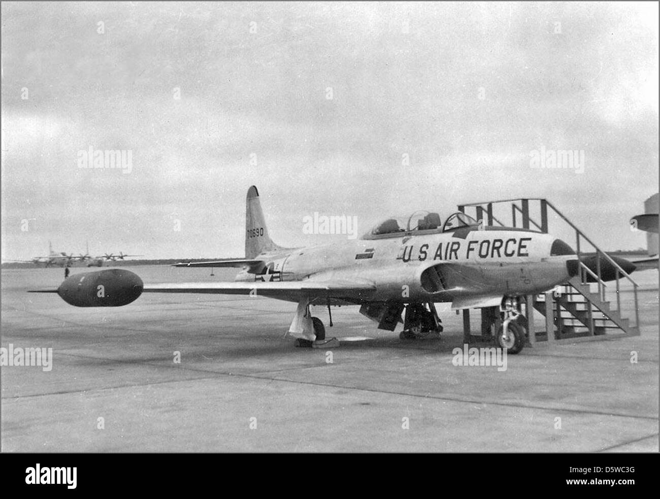 The Lockheed T-33 Shooting Star, a military trainer aircraft, is shown ...