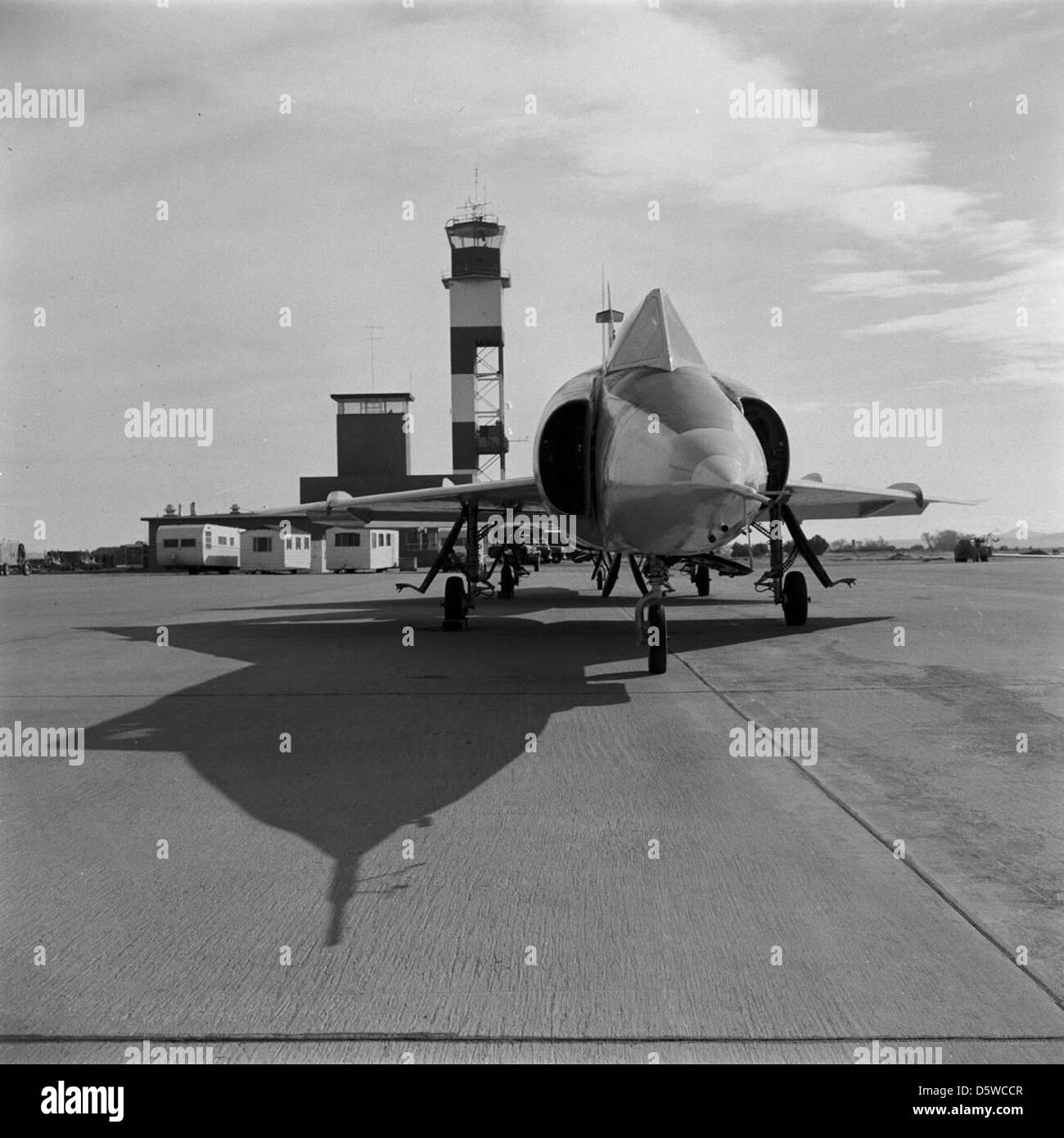 A Convair F-102 Delta Dagger is shown in flight. The F-102 was a ...