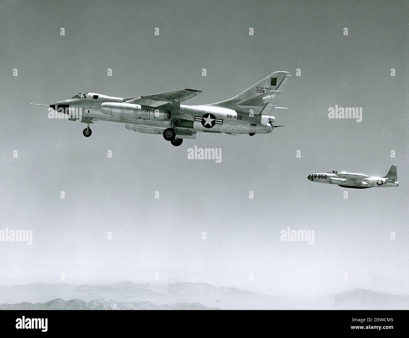 The Douglas RB-66A-DL 'Destroyer' is shown alongside a Lockheed T-33A-1 ...