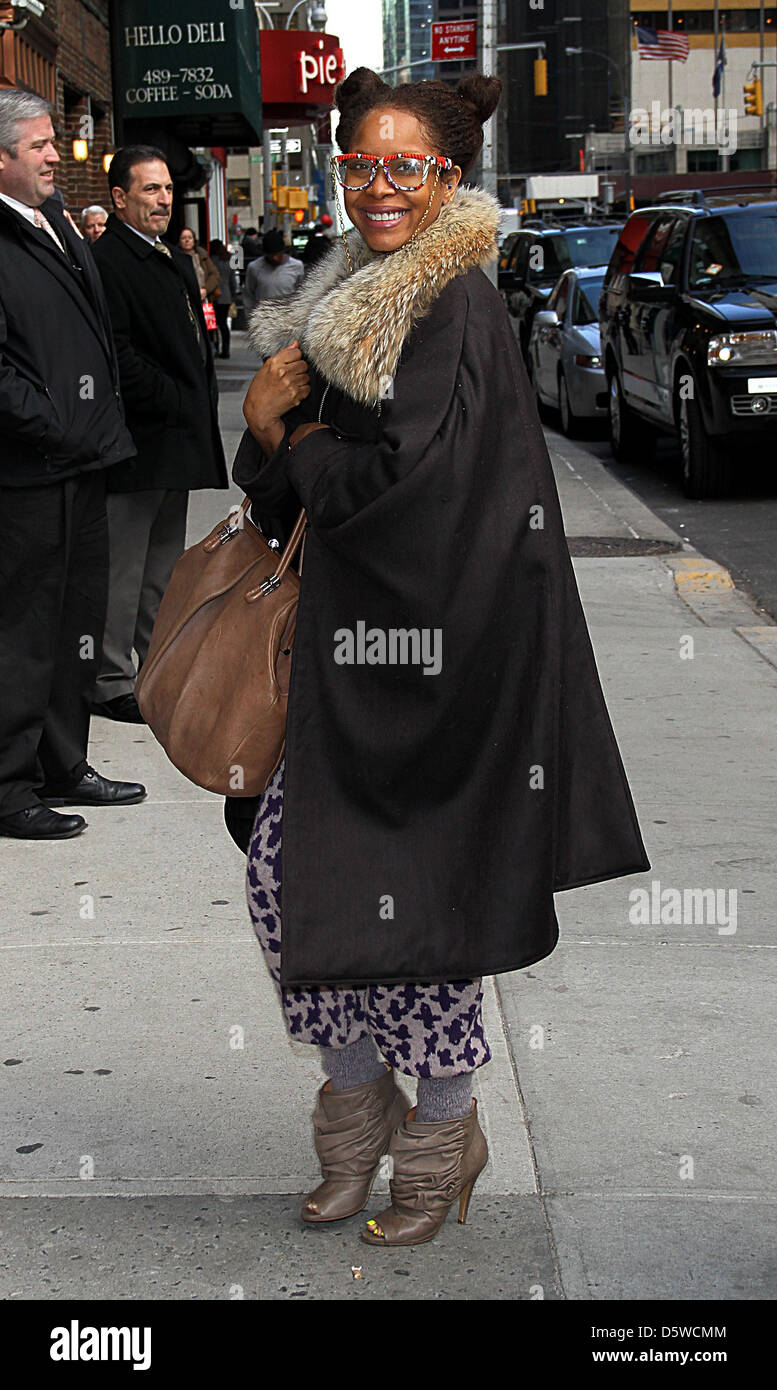 Erykah Badu arrive at the Ed Sullivan Theater 'The Late Show with David ...
