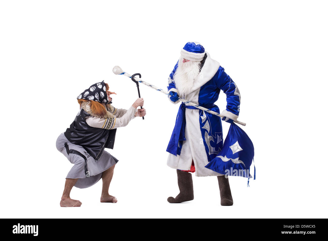 Angry Baba Yaga and Father Christmas Stock Photo - Alamy