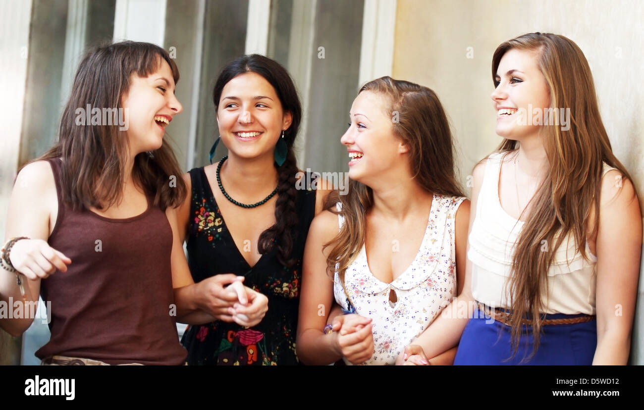 Students girls having fun in the university Stock Photo - Alamy
