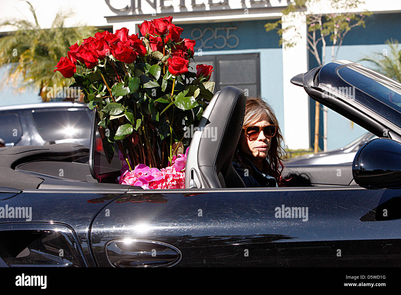 Steven Tyler seen driving in Los Angeles with a bouquet of flowers Los ...