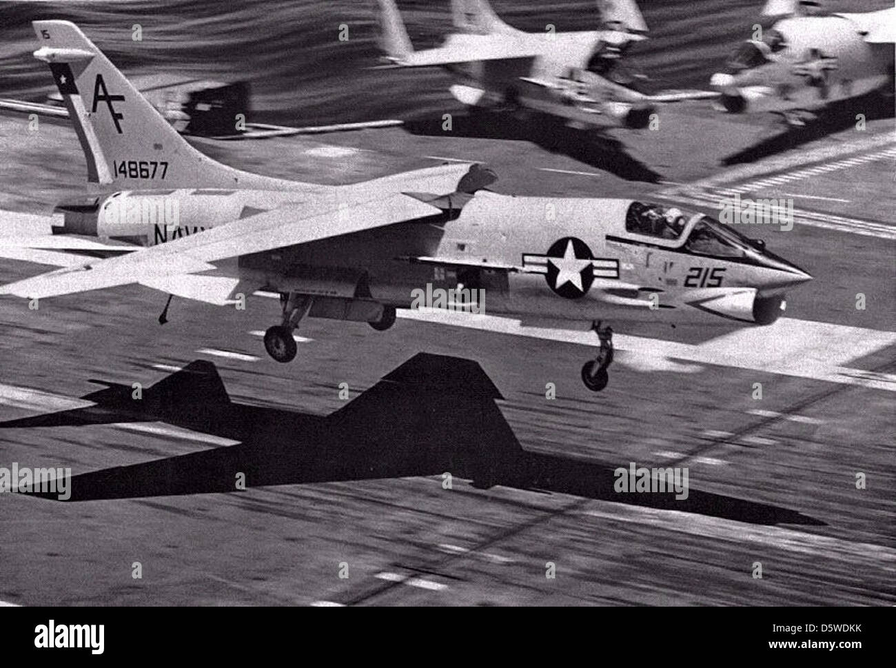 Vought F-8U-2N (F-8D) "Crusader" USNR FS of VF-202 "Superheats" landing ...