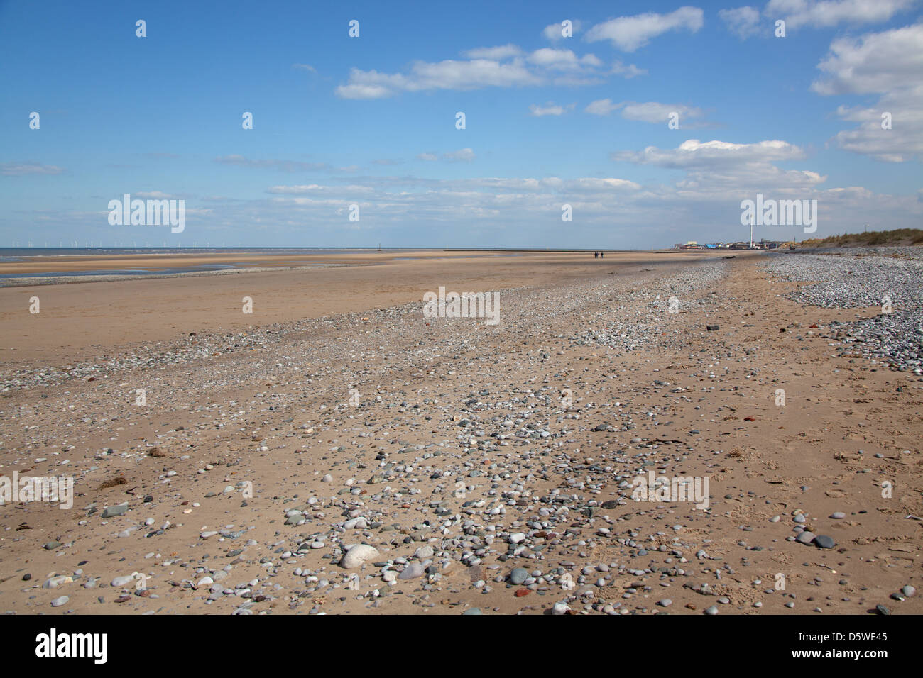The Wales Coastal Path in North Wales. The beach at Kinmel Bay with the ...