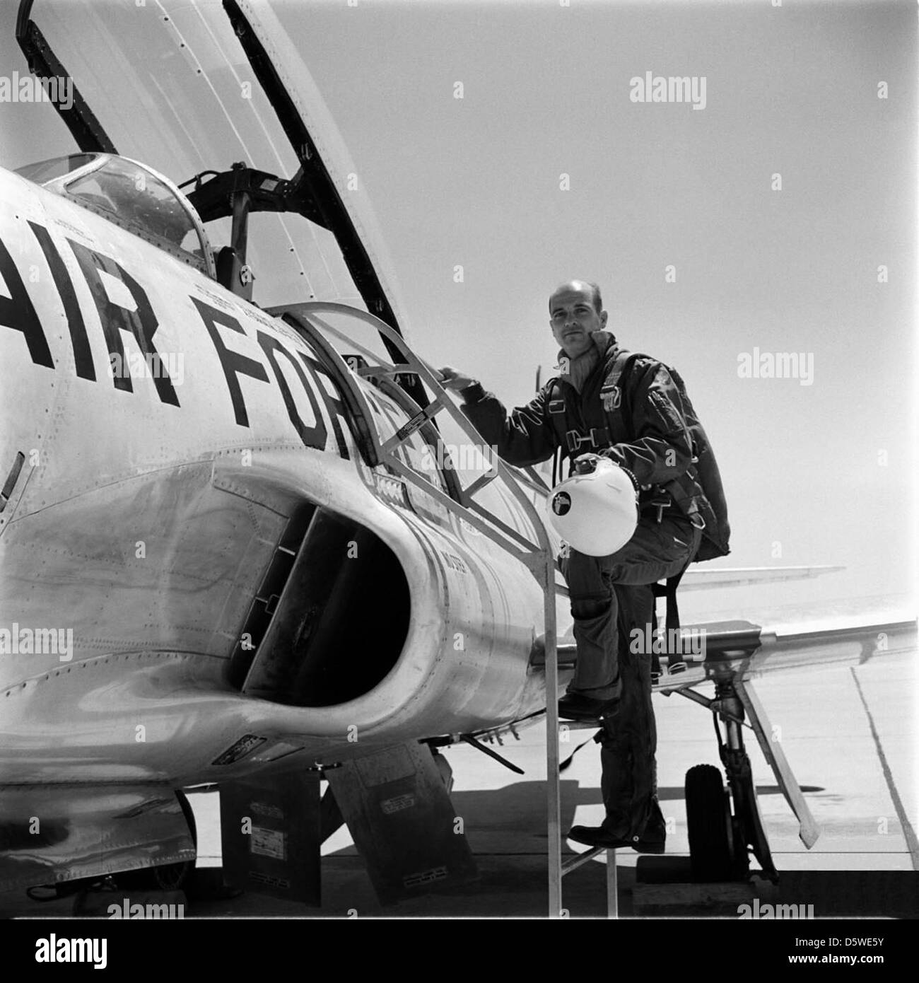 NACA test pilot Milburn 'Mel' G. Apt is pictured with the Lockheed T-33 ...