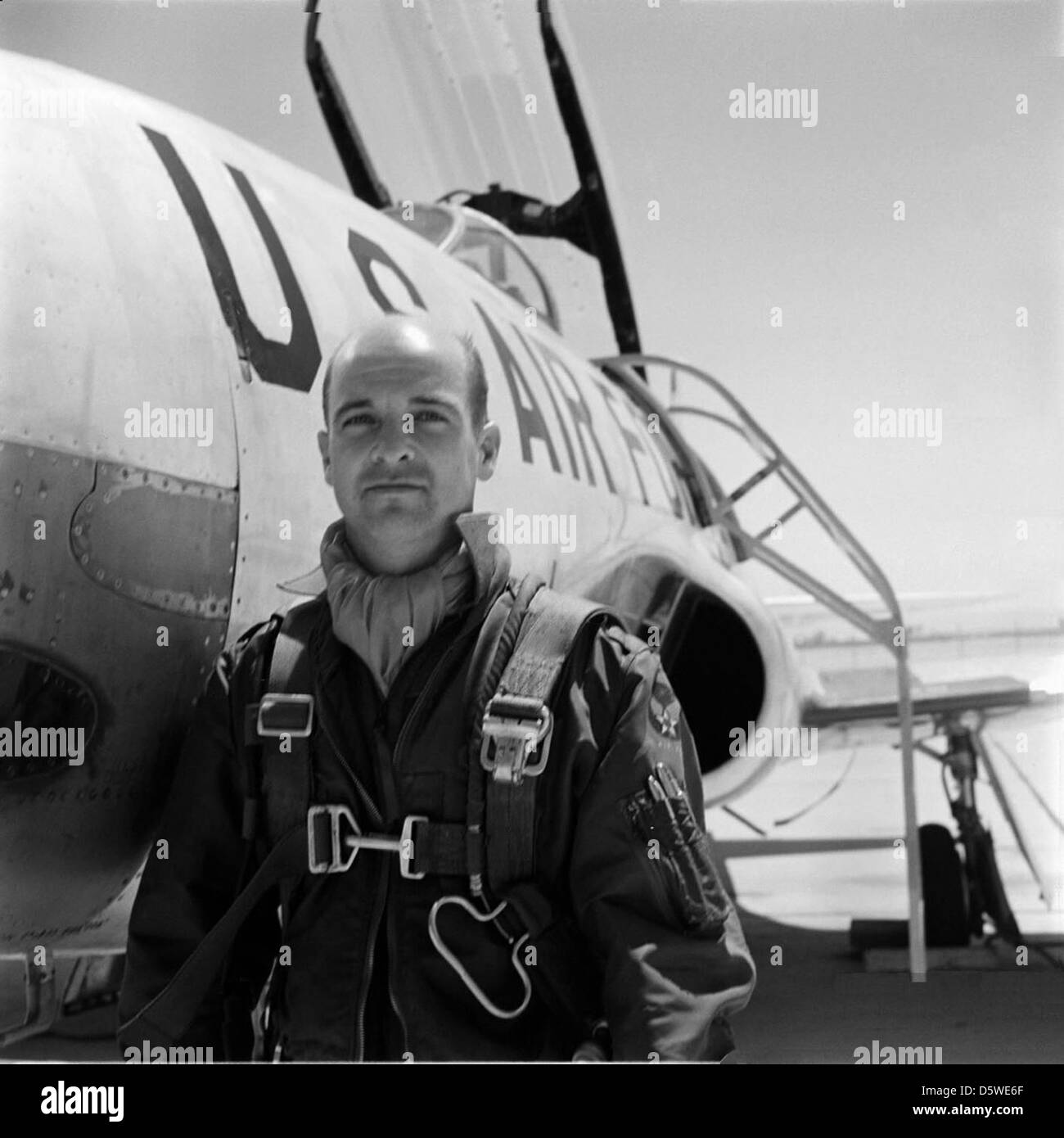 NACA test pilot Milburn 'Mel' G. Apt is pictured with a Lockheed T-33 ...