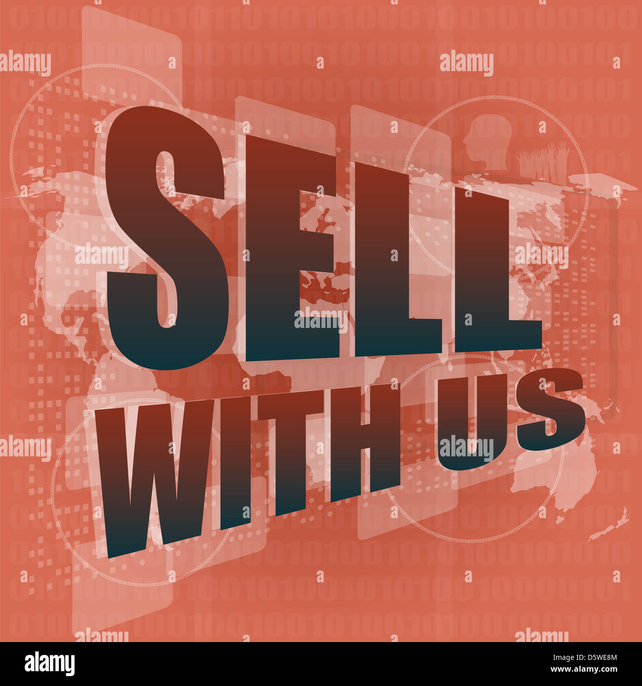 Sell with us word on digital screen Stock Photo - Alamy
