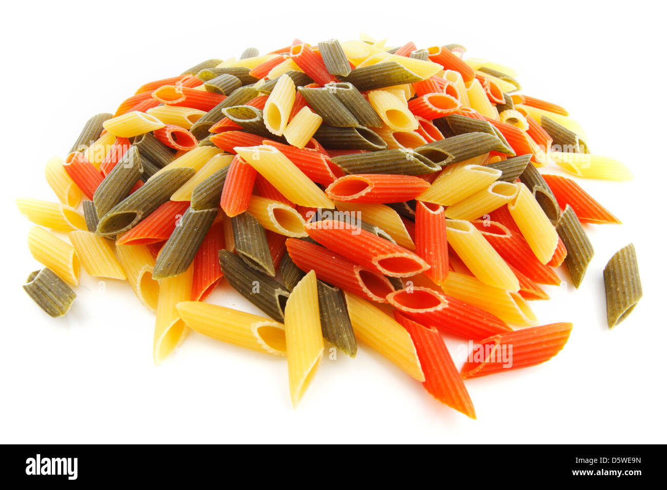 Colored pasta isolated on white background Stock Photo - Alamy