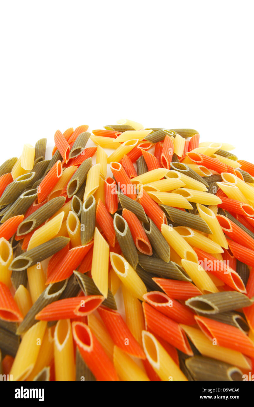 Colored pasta isolated on white background Stock Photo - Alamy