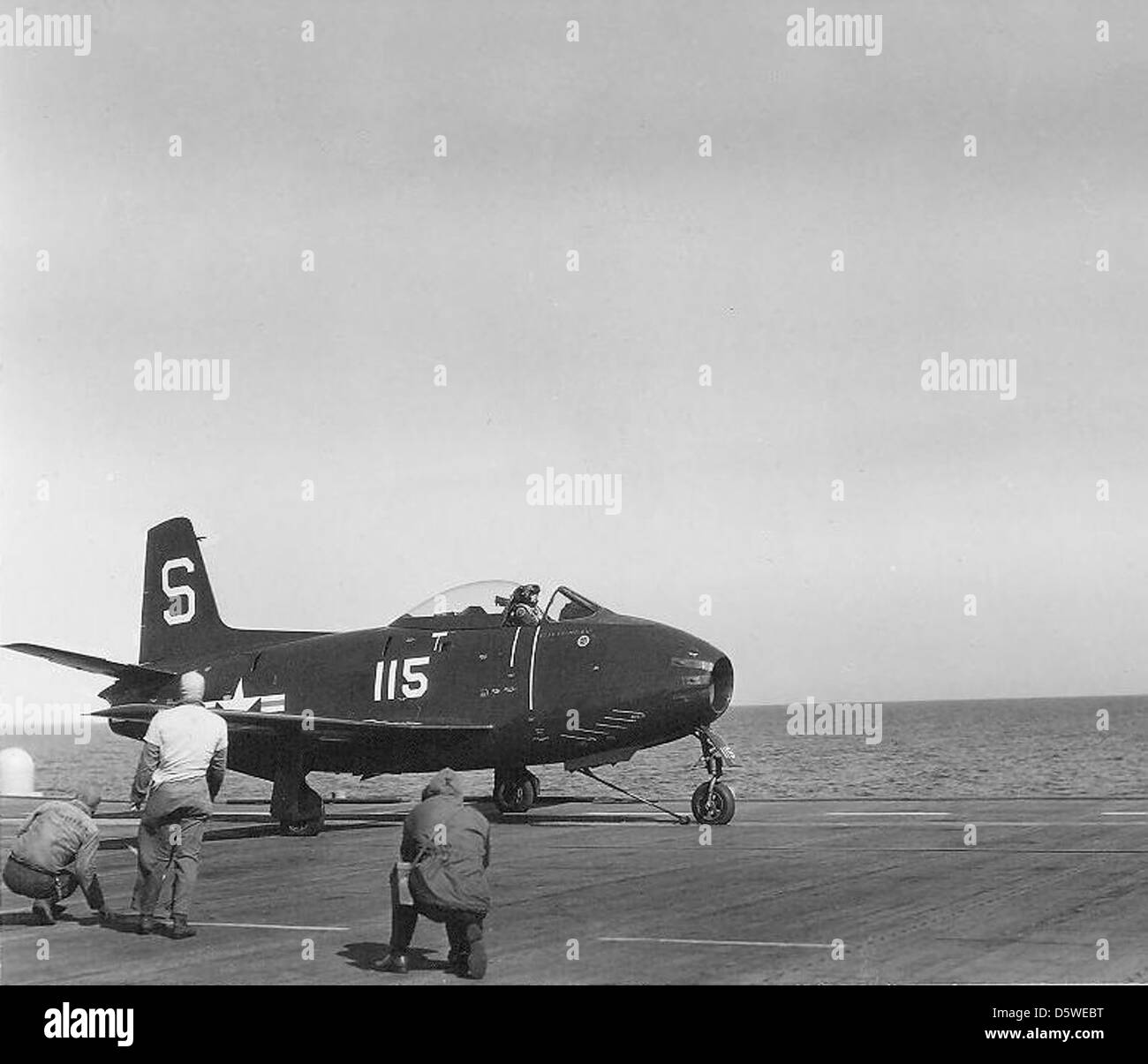 The North American FJ-1 Fury, piloted by CMDR. Pete Aurand of VF-5A, is ...