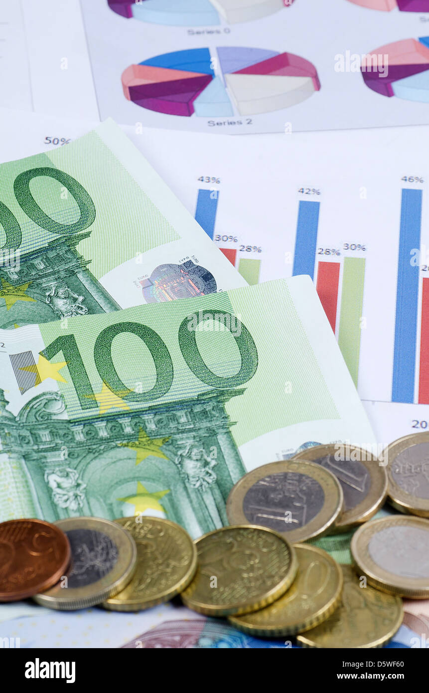 Banknotes of euro with chart Stock Photo - Alamy