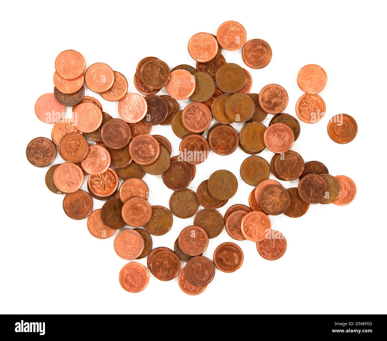 Old and new Canadian 1 cent coins on white background Stock Photo - Alamy