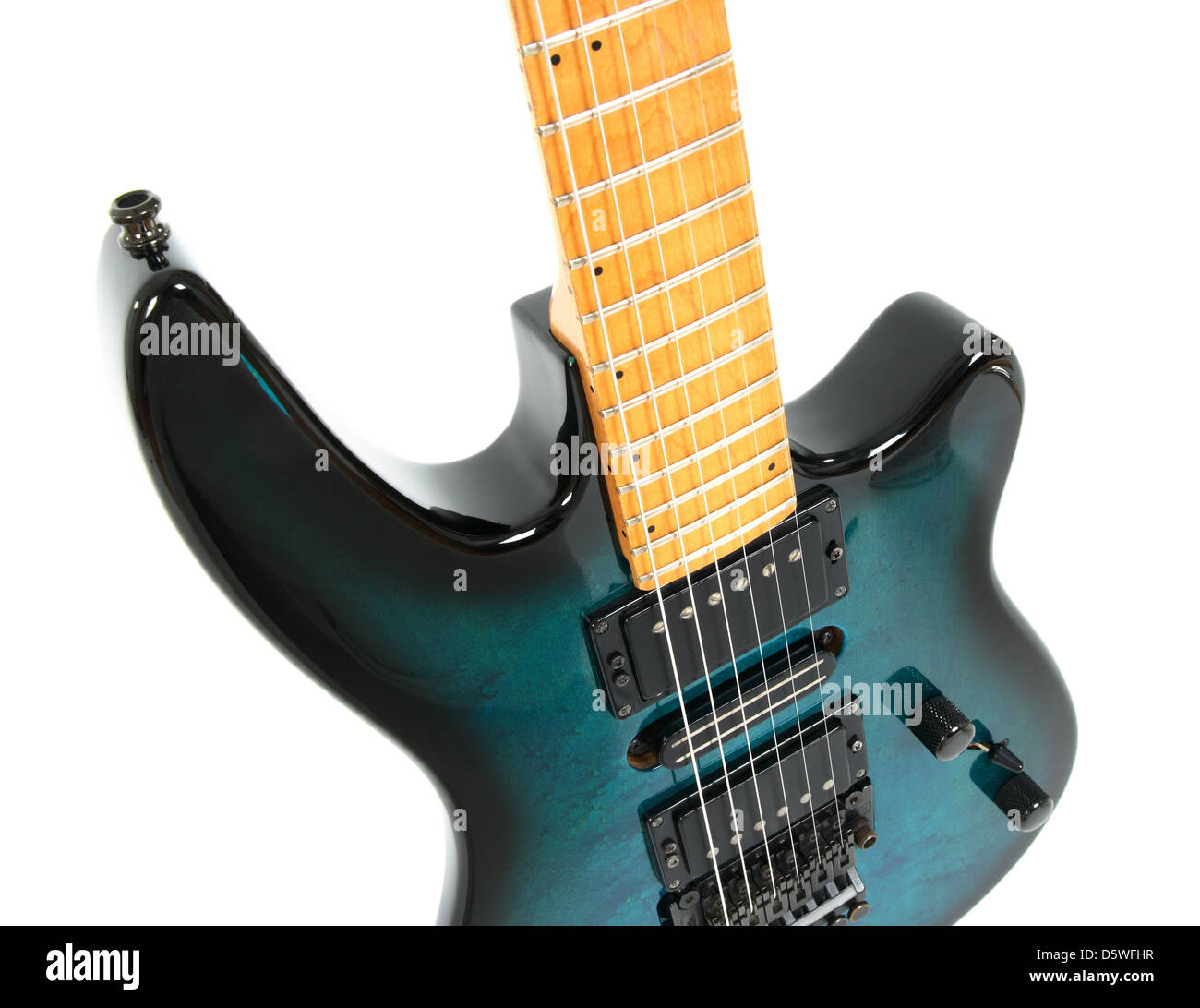 Electric guitar, angle view, isolated on white Stock Photo - Alamy