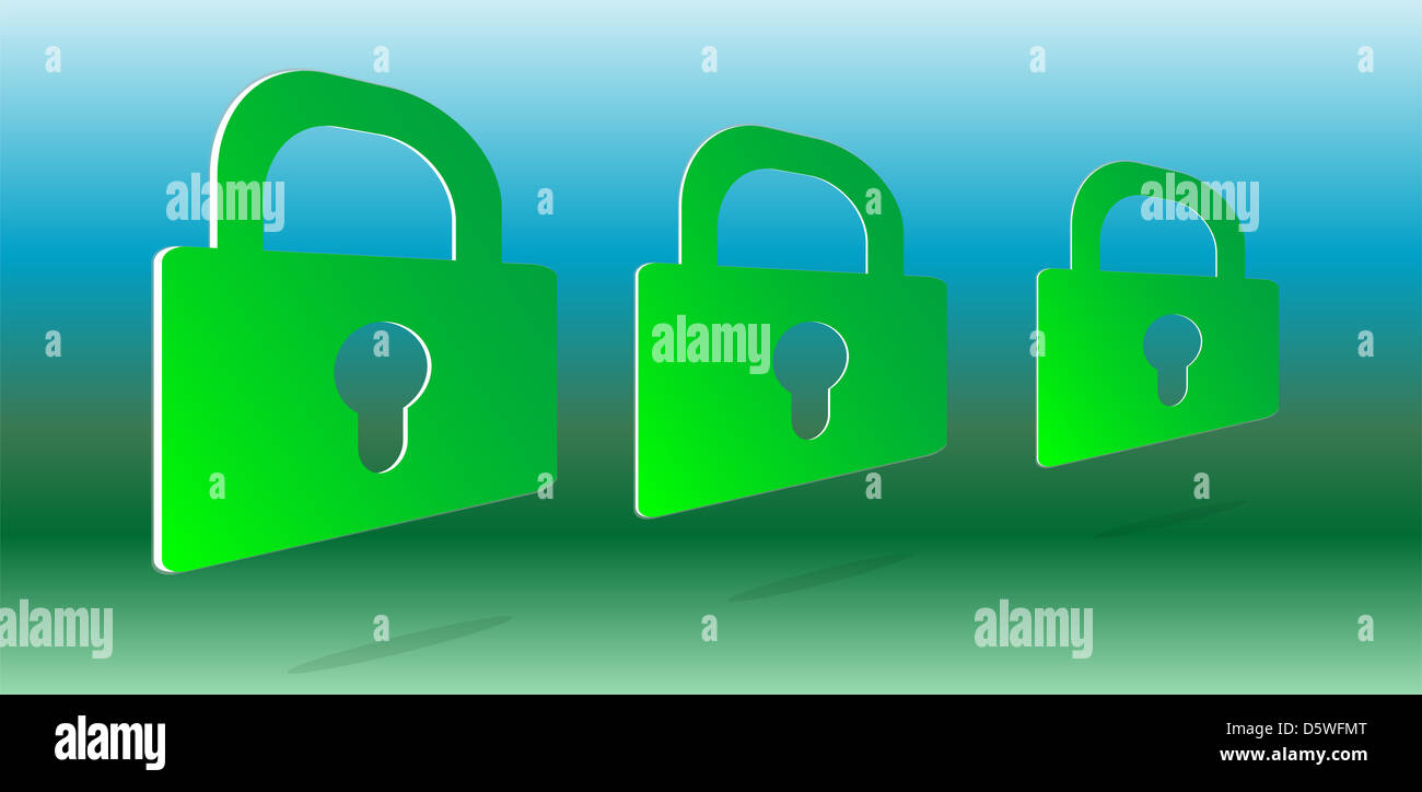 3d green padlock set on abstract background Stock Photo - Alamy