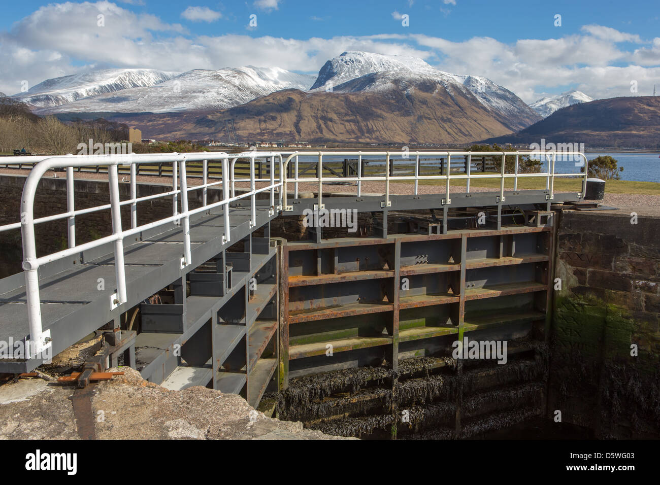 The southern end of the Caledonian Canal at Corpach near Fort William ...