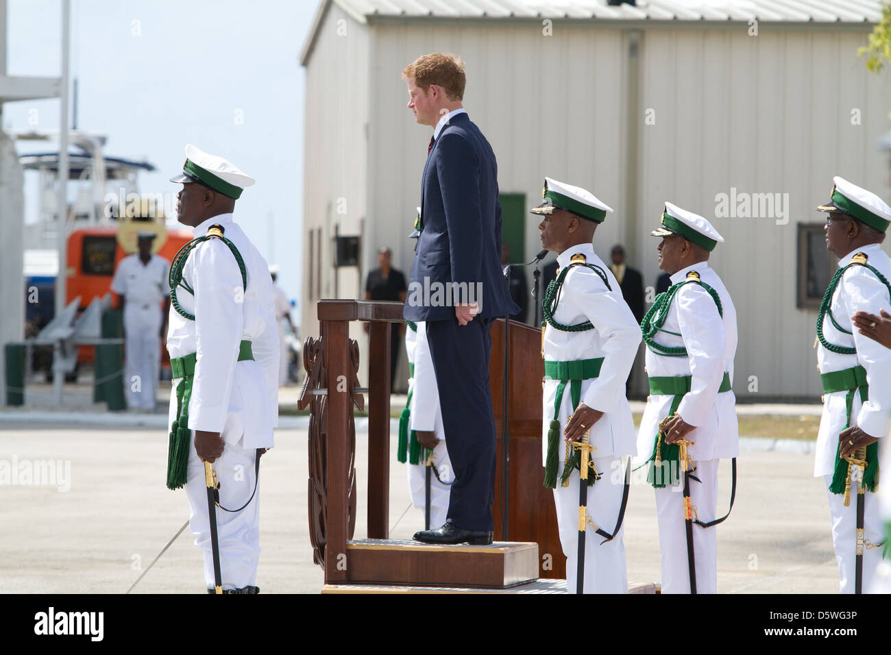 Prince Harry arrives the Royal Bahamas Defence Force base. The Prince ...