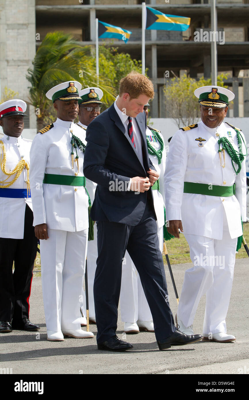 Prince Harry arrives the Royal Bahamas Defence Force base. The Prince ...