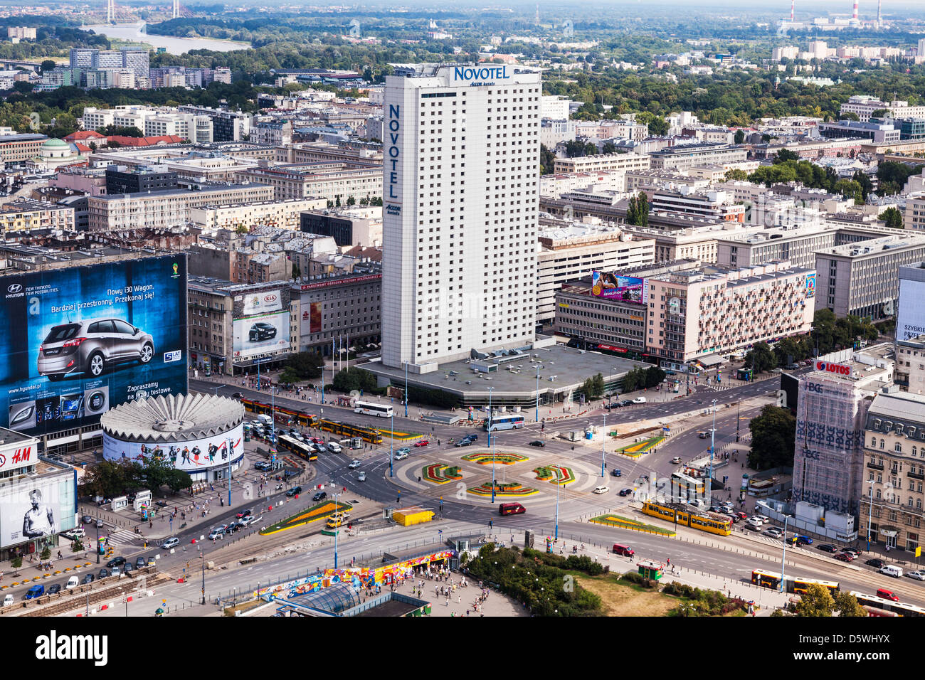 View over central Warsaw from the Palace of Culture and Science with ...