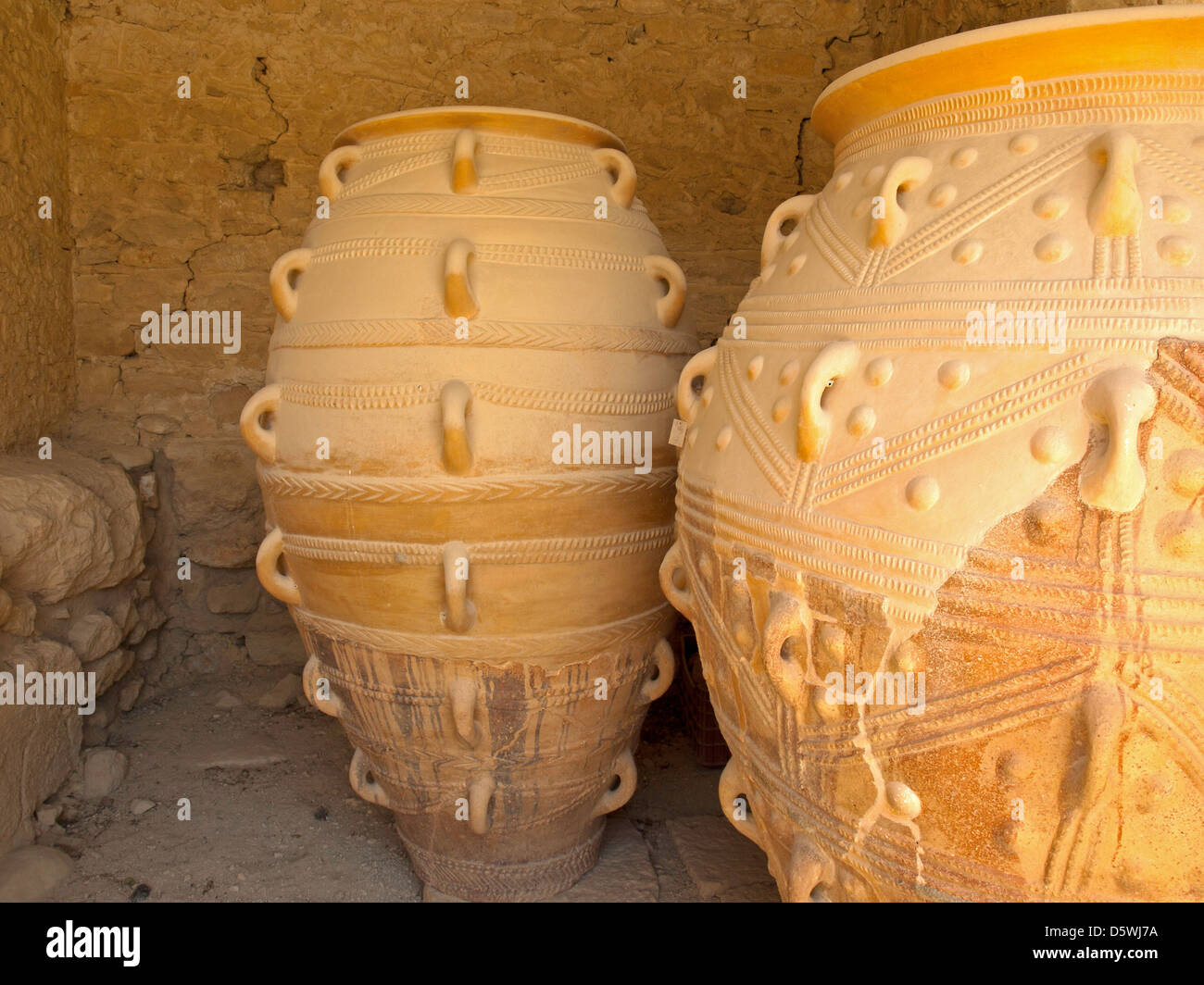 Close up of two pithoi ( olive oil jars ) from Knossos, Crete Stock ...