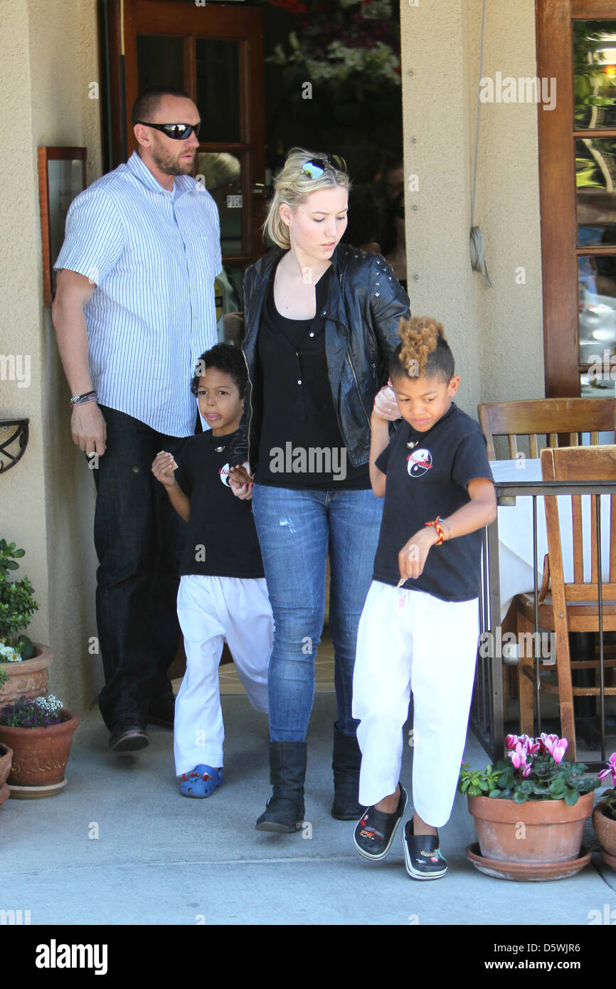 Henry Samuel and Johan Samuel are seen after having lunch in Brentwood ...