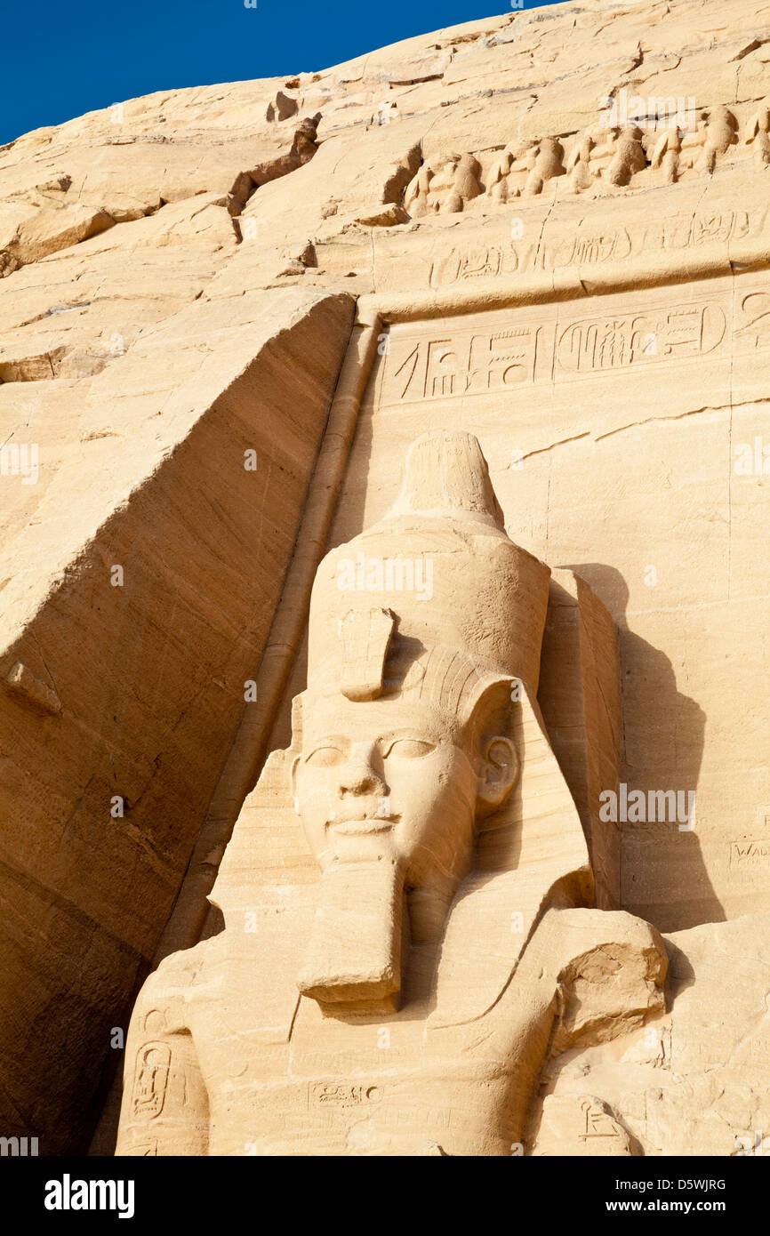 Close up of the first statue of Pharaoh Ramesses II outside the Great ...