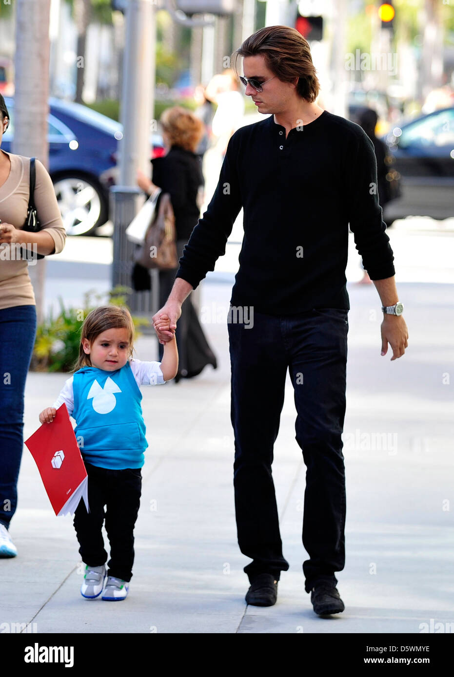 Scott Disick and his son Mason Disick taking a stroll in Beverly Hills ...