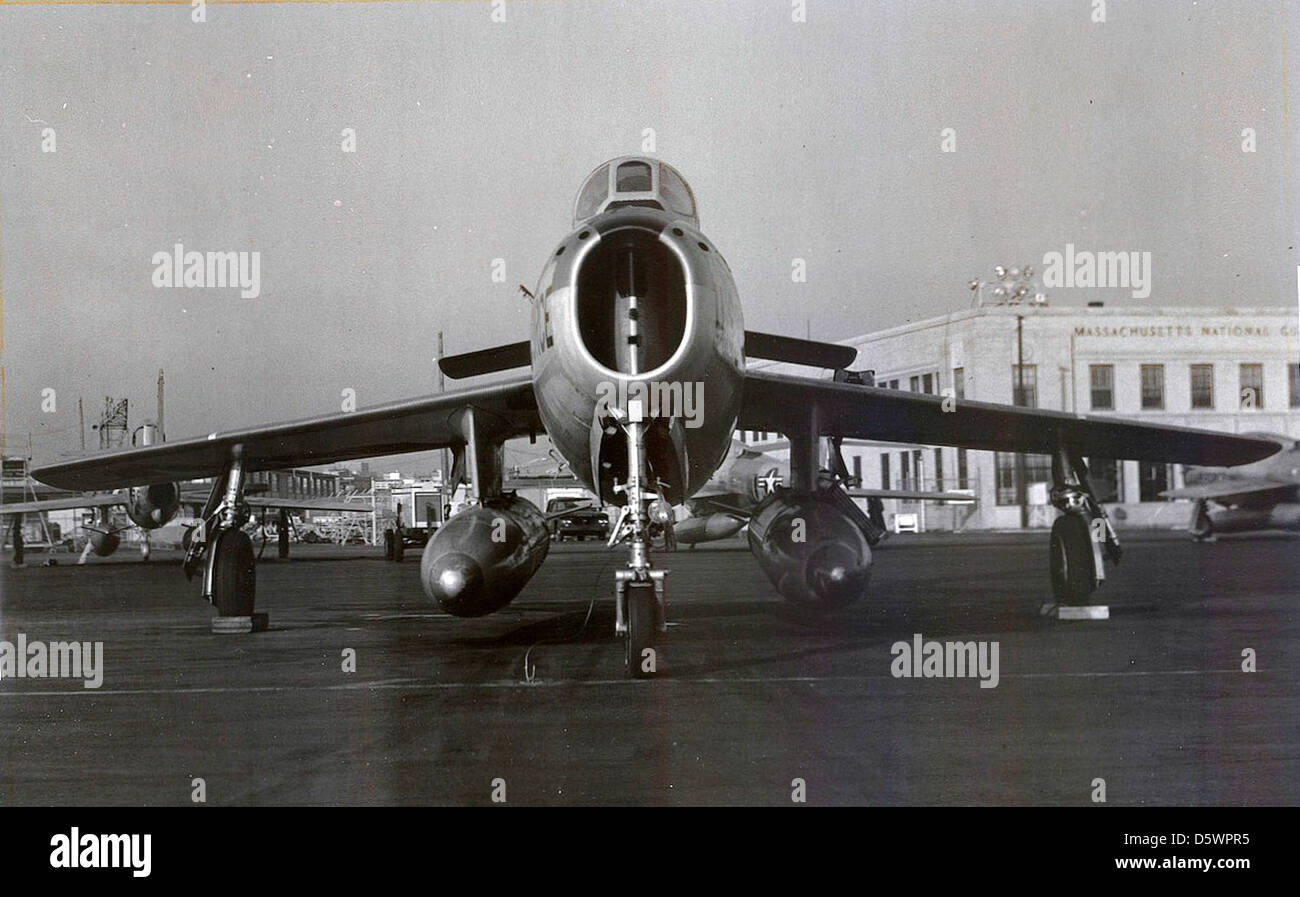 A Republic F-84 Thunderjet of the 101st Fighter Interceptor Squadron ...