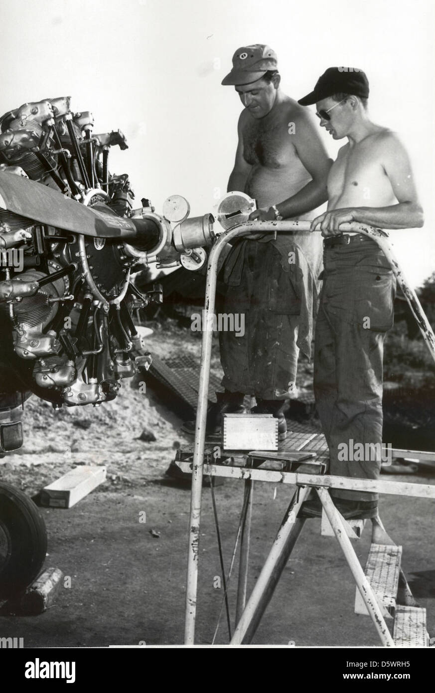 Maintenance on a radial engine at the Massachusetts Air National Guard ...