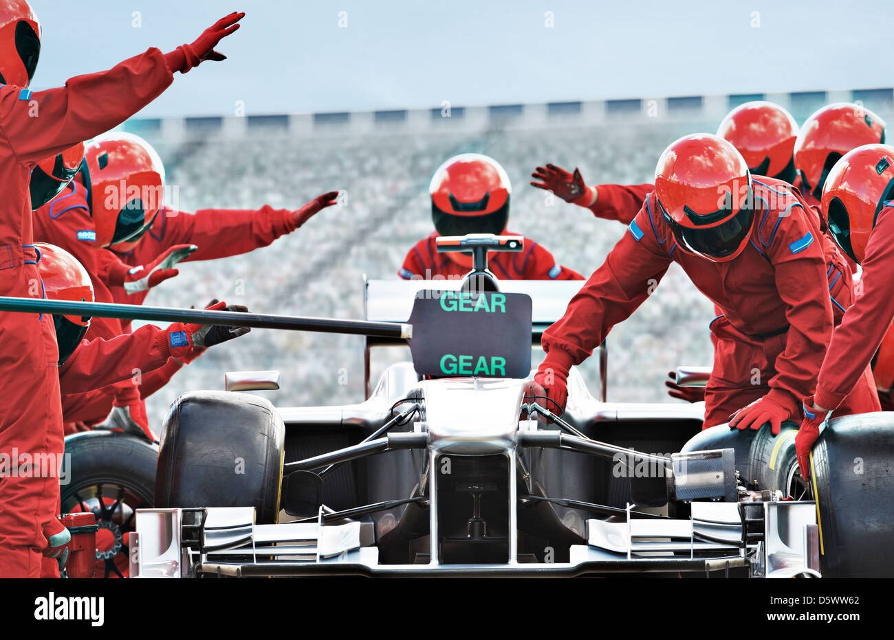 Racing team working at pit stop Stock Photo - Alamy Racing team working at pit stop Stock Photo - Alamy