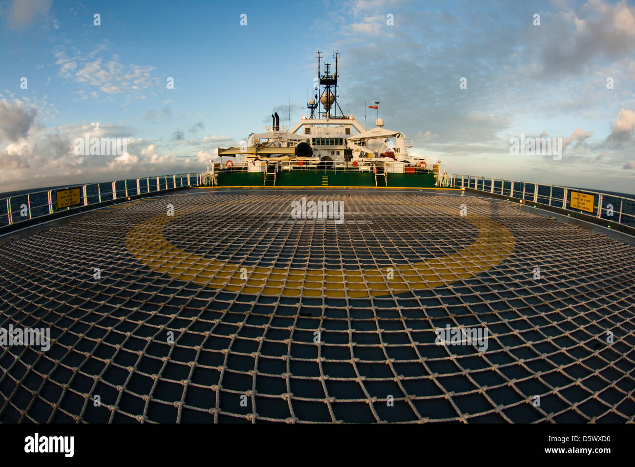 Helicopter landing deck of the seismic vessel Veritas Vantage Stock ...