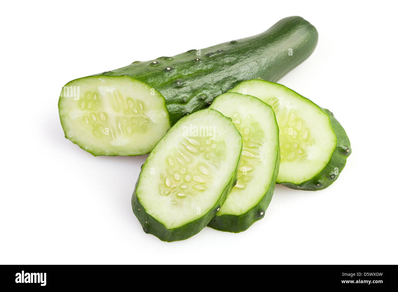 cucumber cut on white background Stock Photo - Alamy